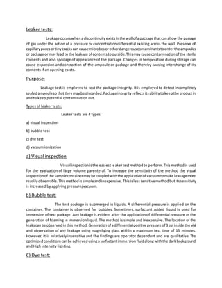 quality control tests for parenterals | PDF