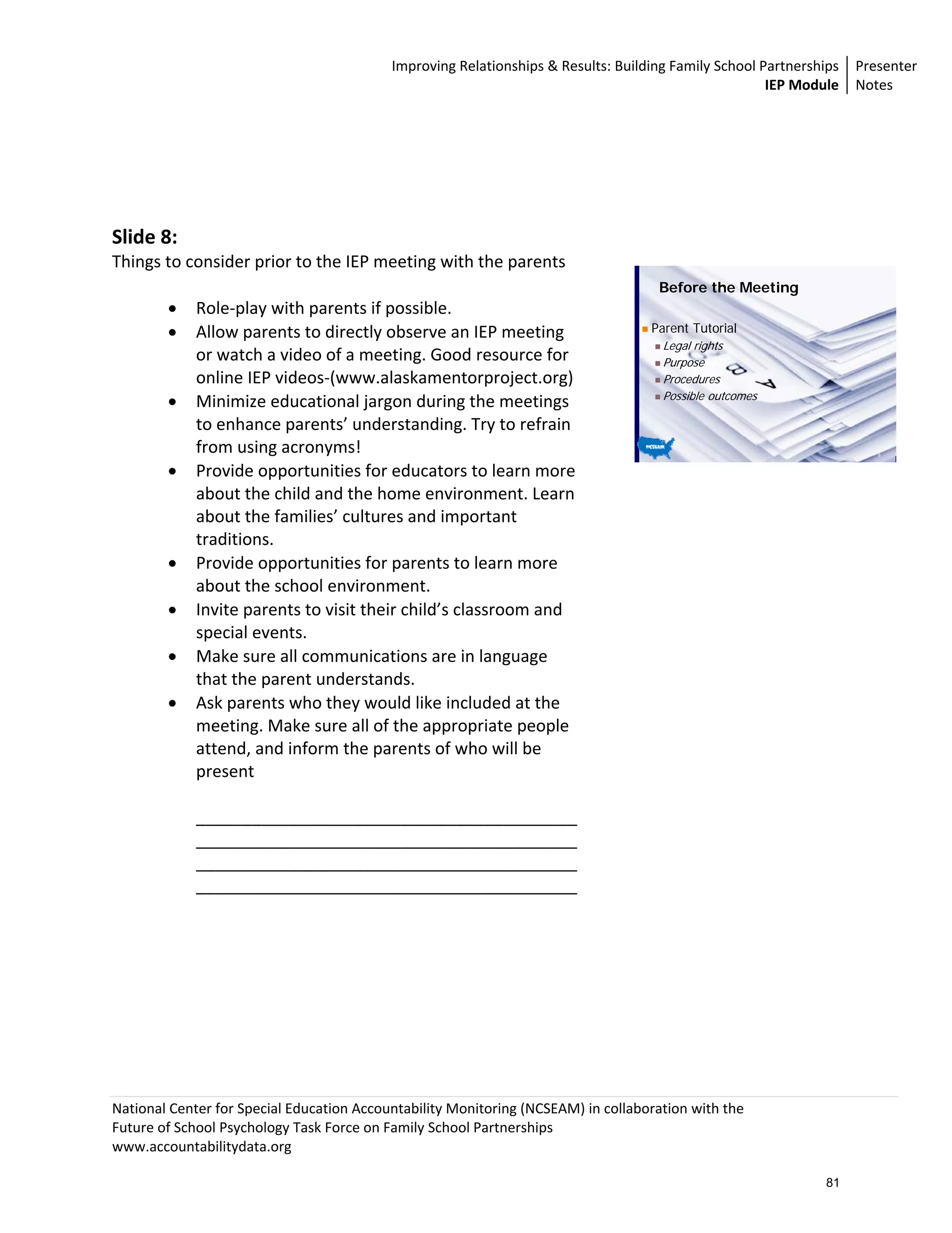 Unit 3: Parent-Friendly IEPs - Parental Involvement Notes | PDF ...