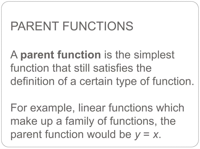 Parent function and Transformation.ppt | Science
