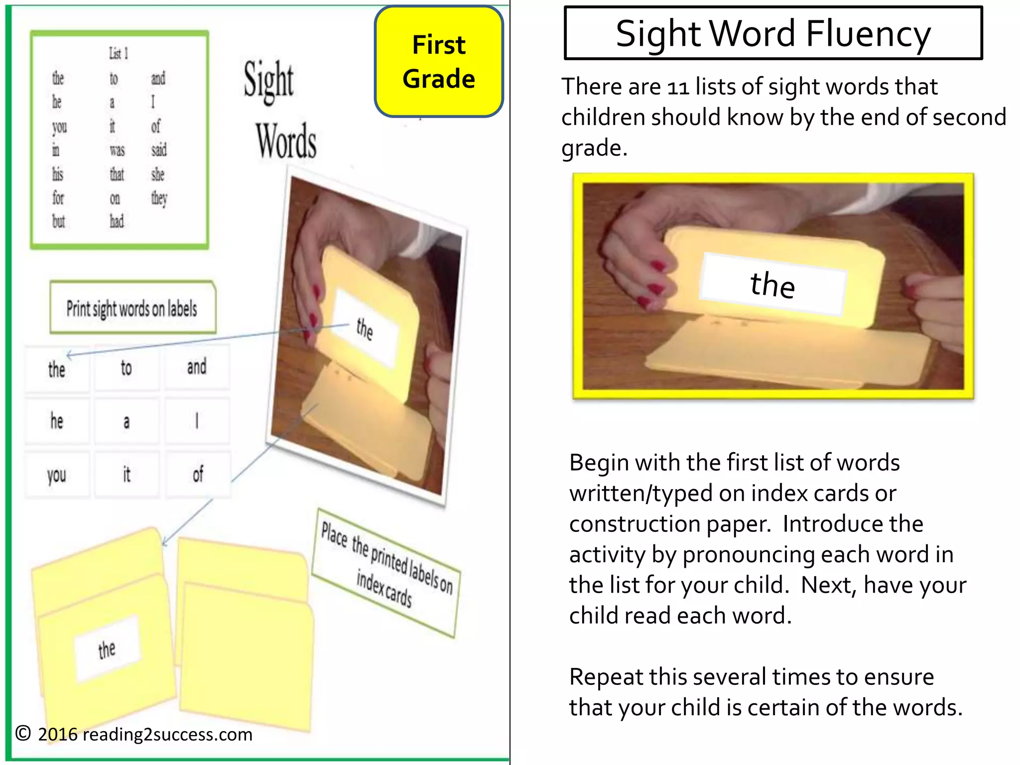 Sight Word Handouts for Parents of First Graders | PPTX | Education