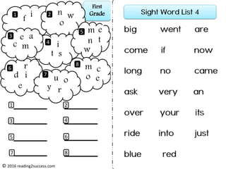 Sight Word Handouts for Parents of First Graders | PPTX