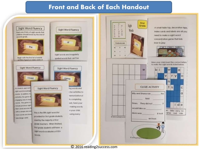 Sight Word Handouts for Parents of First Graders | PPT