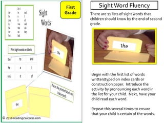 Sight Word Handouts for Parents of First Graders | PPTX | Education