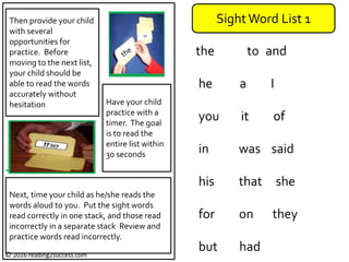 Sight Word Handouts for Parents of First Graders | PPTX | Education