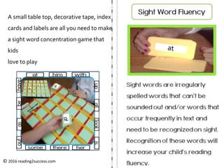 Sight Word Handouts for Parents of First Graders | PPTX