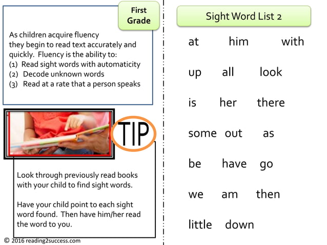 Sight Word Handouts for Parents of First Graders | PPT