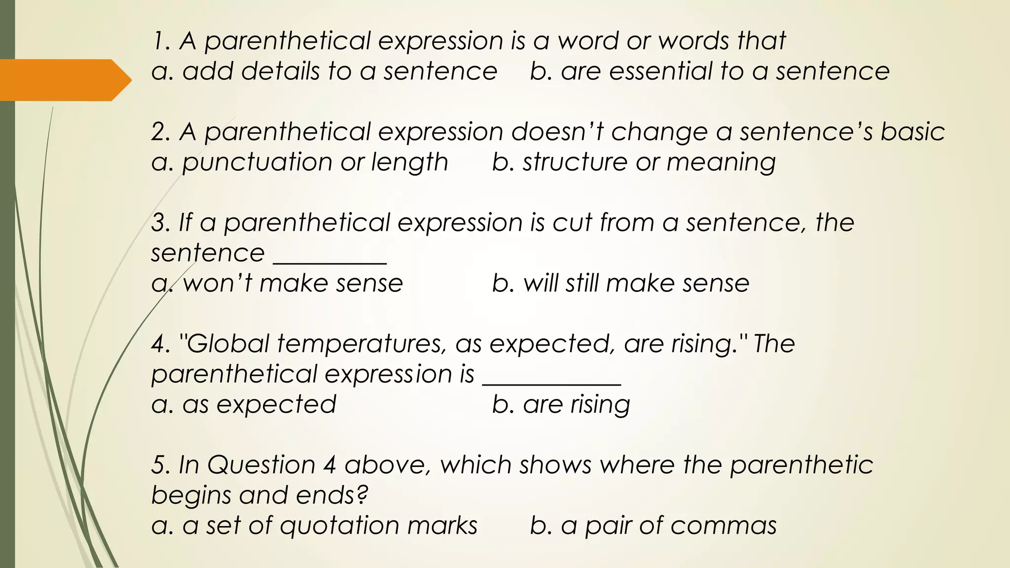 Parenthetical Expressions | PPT