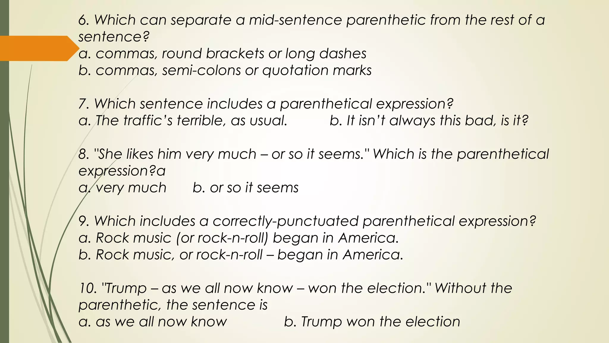 Parenthetical Expressions | PPT