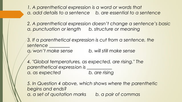 Parenthetical Expressions | PPT | Elections | Politics