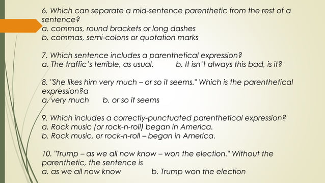 Parenthetical Expressions | PPT | Elections | Politics
