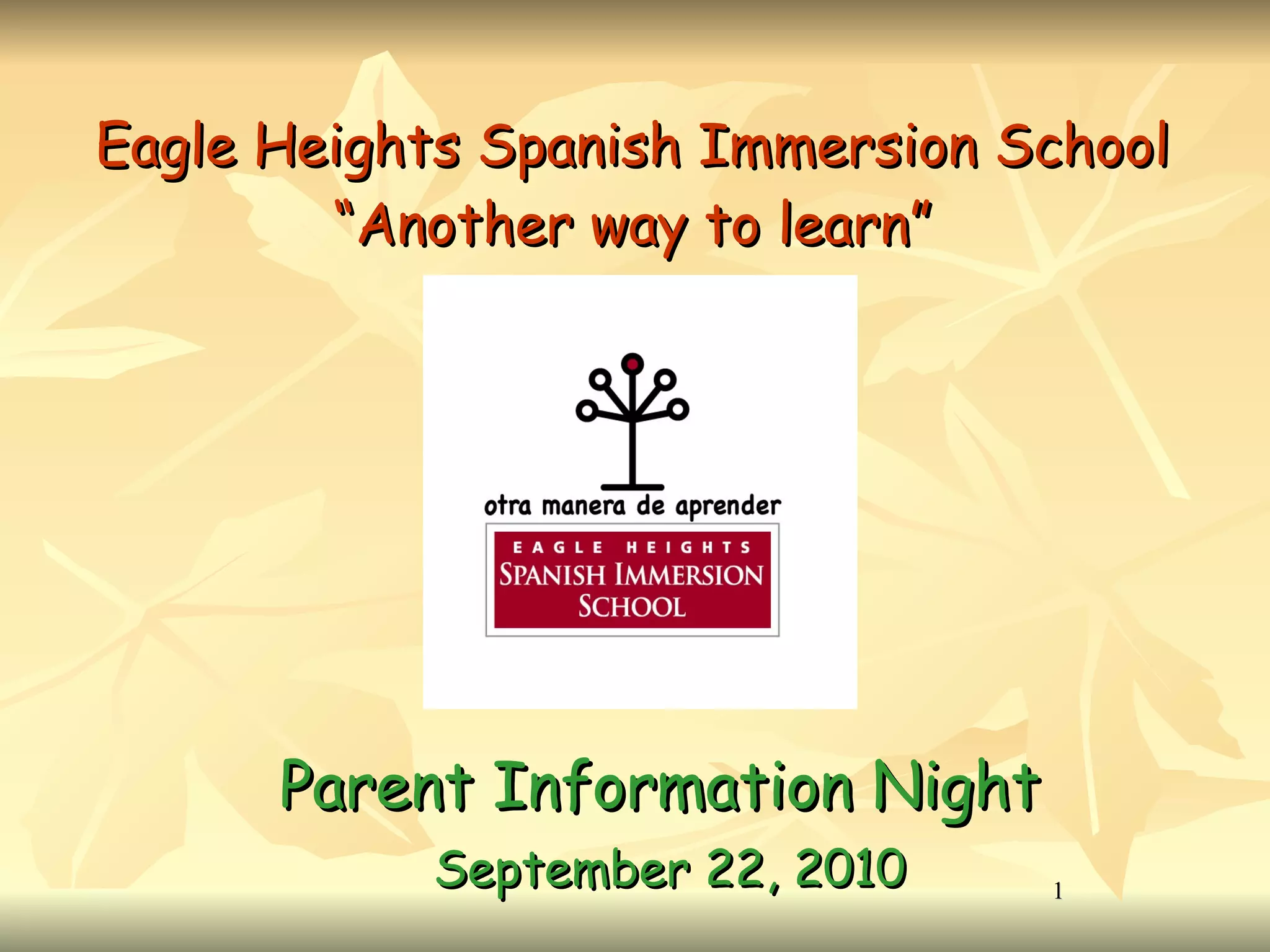 K Parent Information Night 10' | PPT