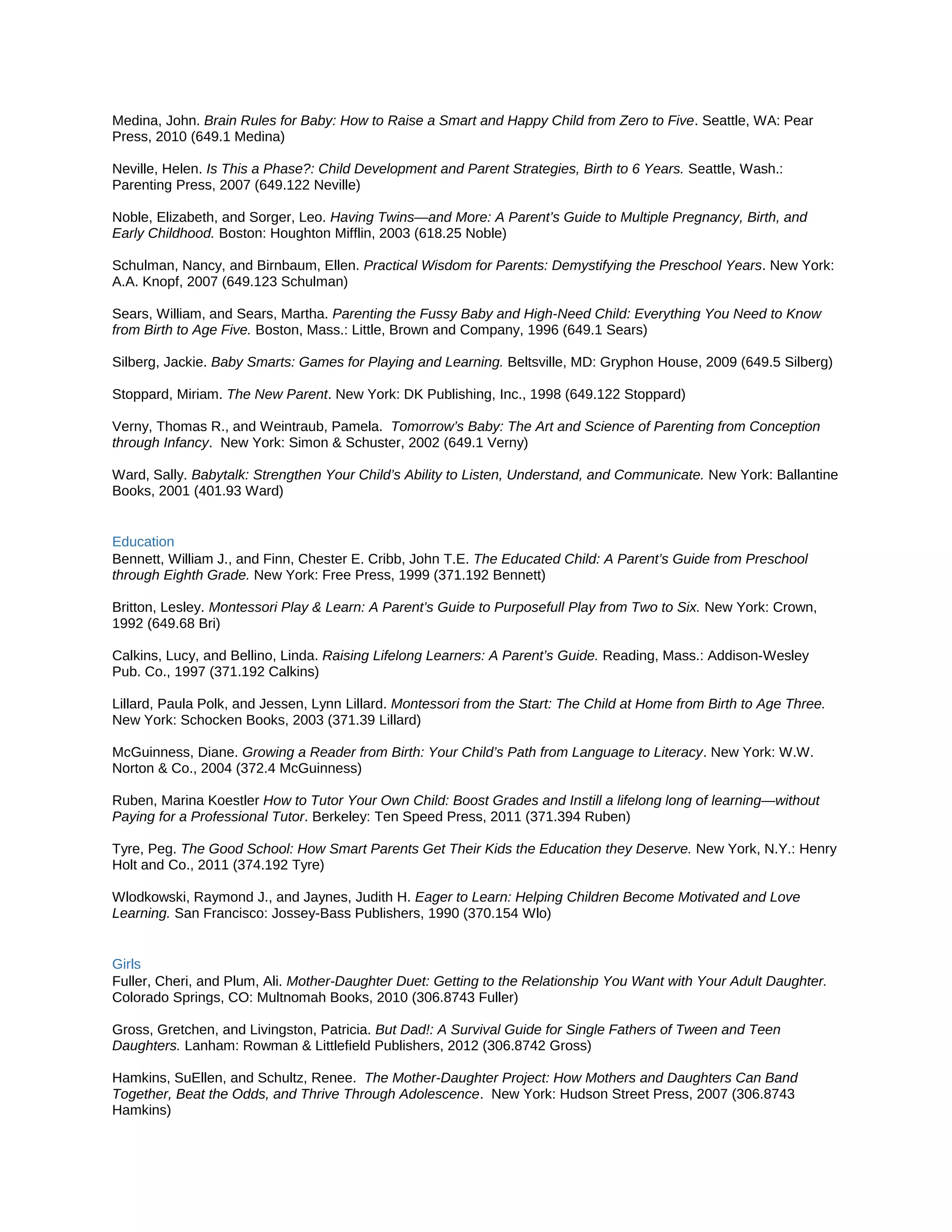 Parenting Bibliography | DOC