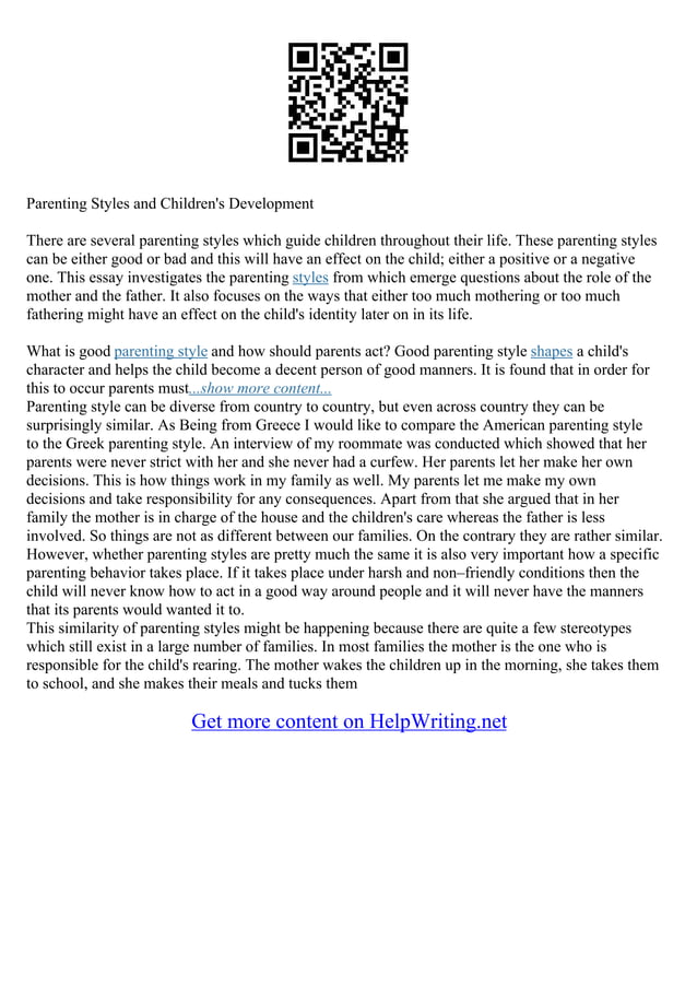 Parenting Styles Essay | PDF | Parenting Children Aged 4-11 | Parenting