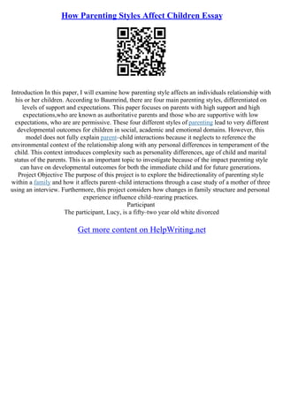 Parenting Styles Essay | PDF | Parenting Children Aged 4-11 | Parenting