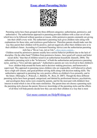 Parenting Styles Essay | PDF | Parenting Children Aged 4-11 | Parenting