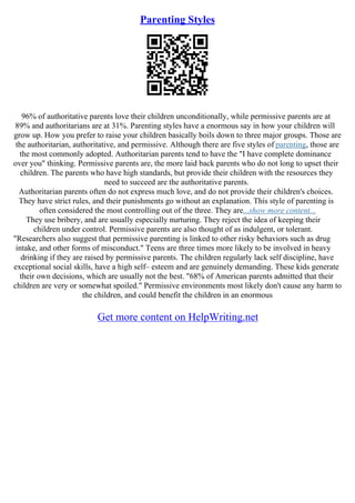 Parenting Styles Essay | PDF