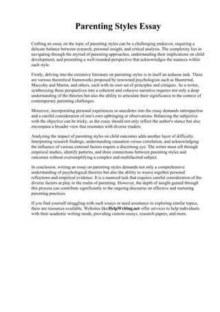 Parenting Styles Essay.pdf | Parenting | Family and Relationships