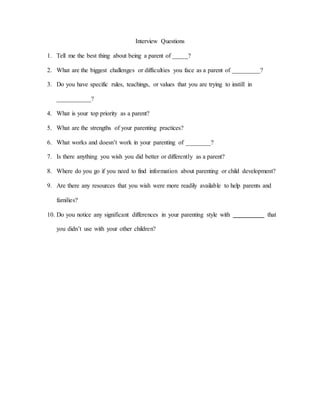 Parent Interview Project | DOCX