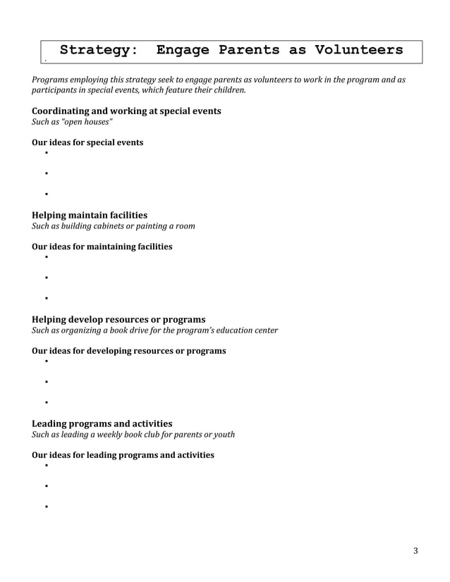 Parent involvement strategies handouts | PDF