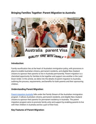 Bringing Families Together: Parent Migration to Australia | PDF