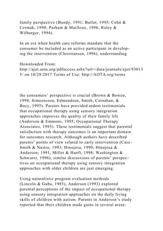 Parent Perspectives ofOccupational TherapyUsing a Sensory.docx