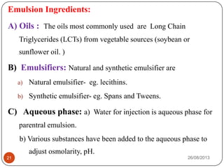 Parentral emulsion and suspension sunil kokate | PPTX