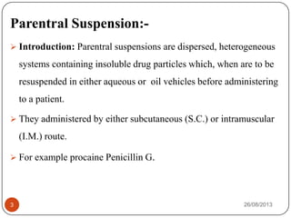 Parentral emulsion and suspension sunil kokate | PPTX
