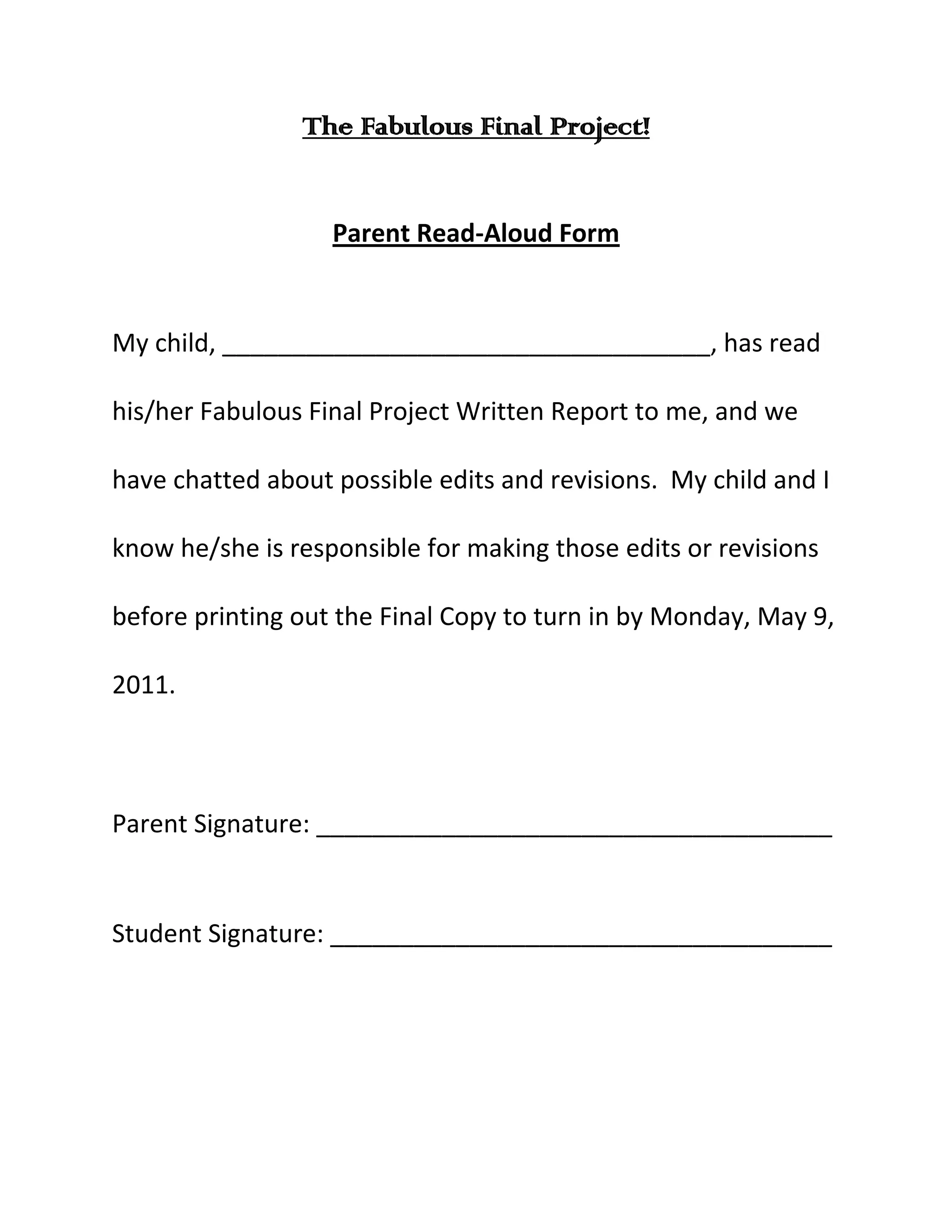 Parent read aloud form | DOCX
