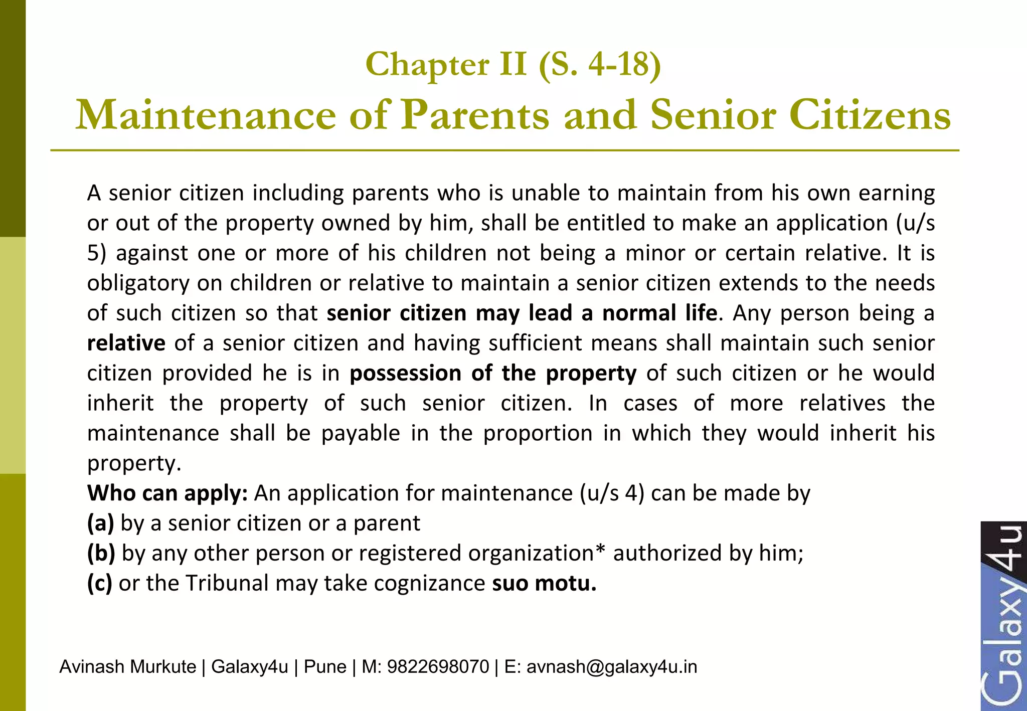 Parents and Senior Citizens Act 2007 | PPTX