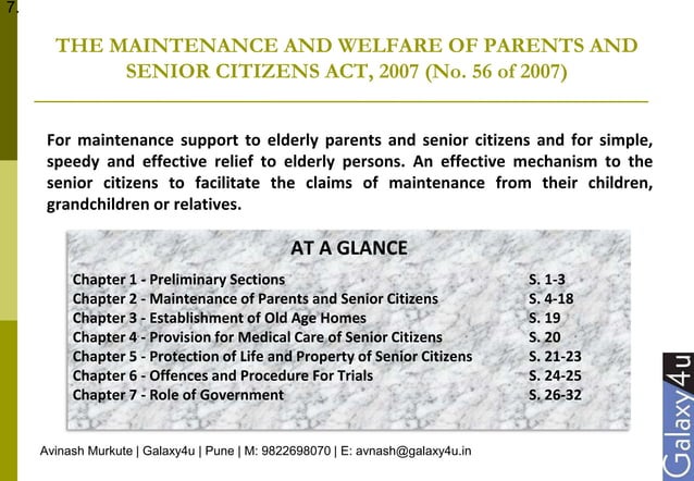 Parents and Senior Citizens Act 2007 | PPTX