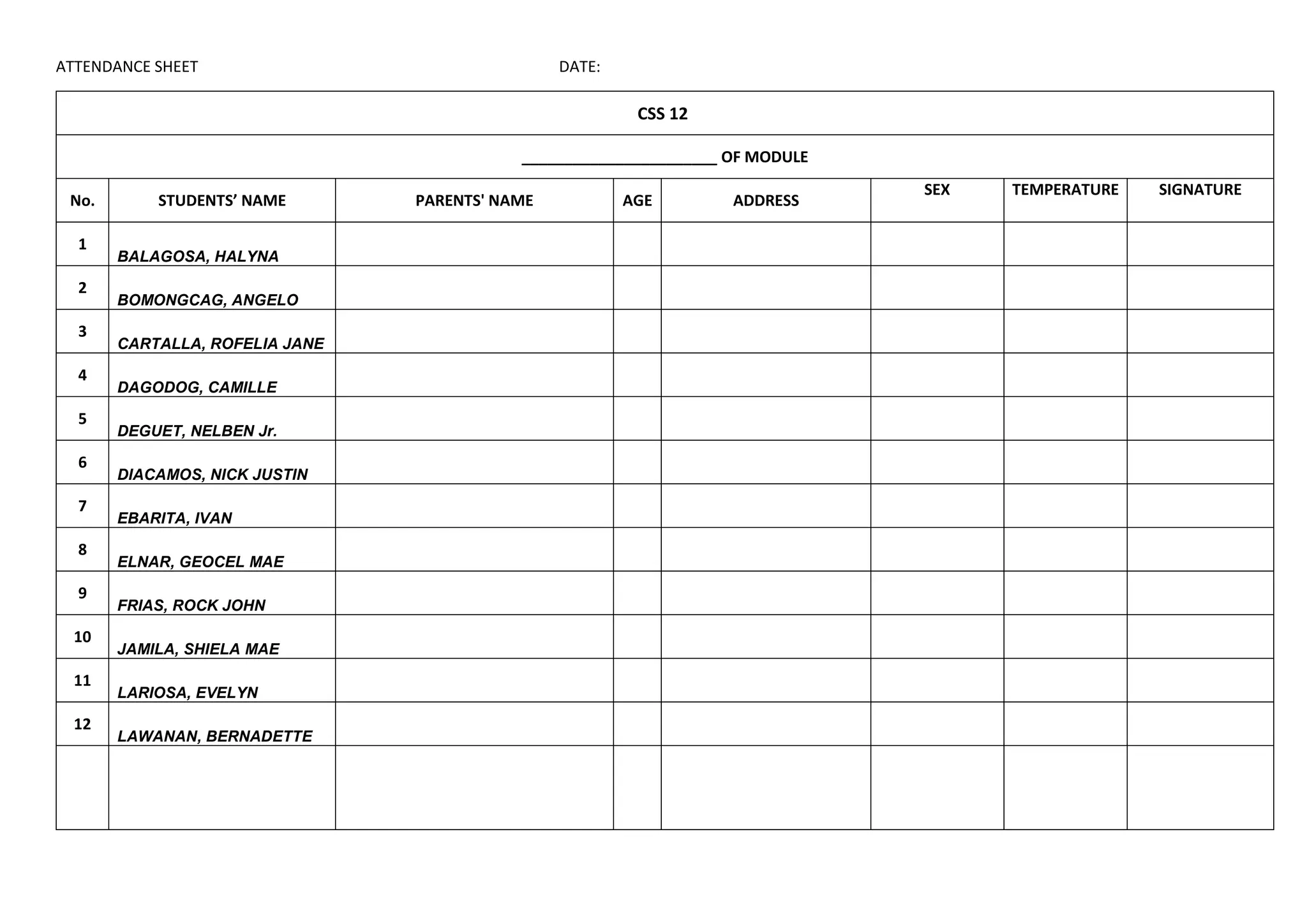 PARENT'S ATTENDANCE SHEET FOR MODULE.docx