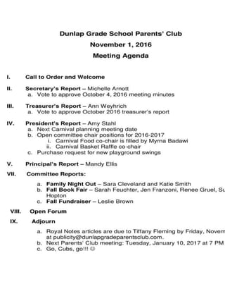 Parents Club Meeting November 2016 | PPTX