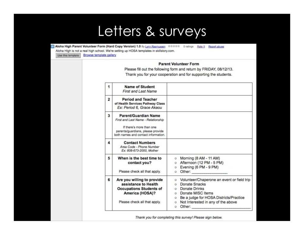 Letters & surveys