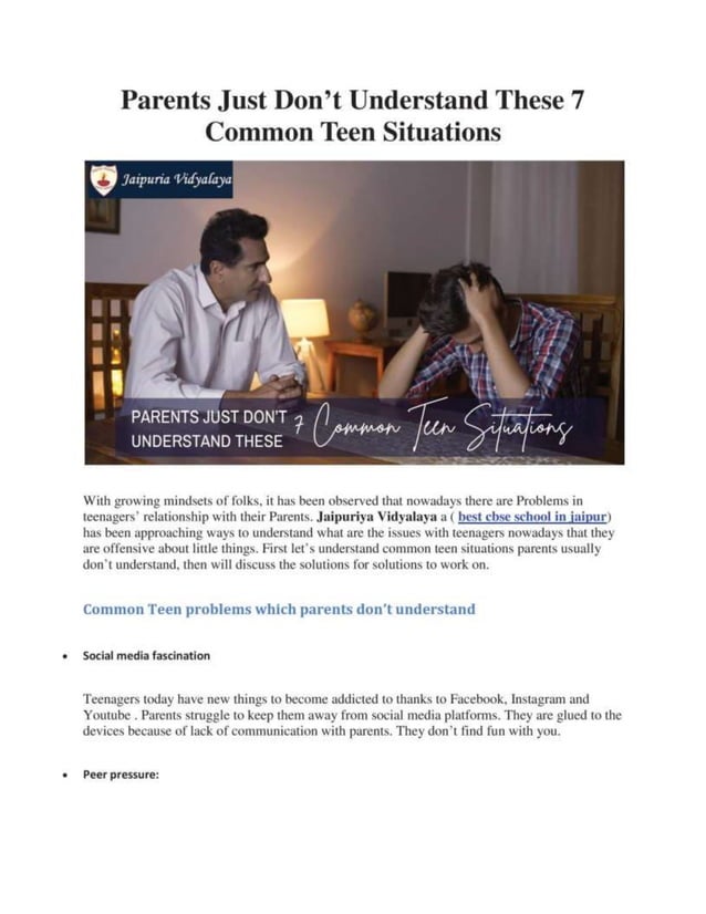 Parents Just Don’t Understand These 7 Common Teen Situations.ppt