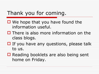 Parents reading workshop.ppt vicky version | PPT