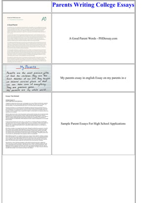 Parents Writing College Essays | PDF