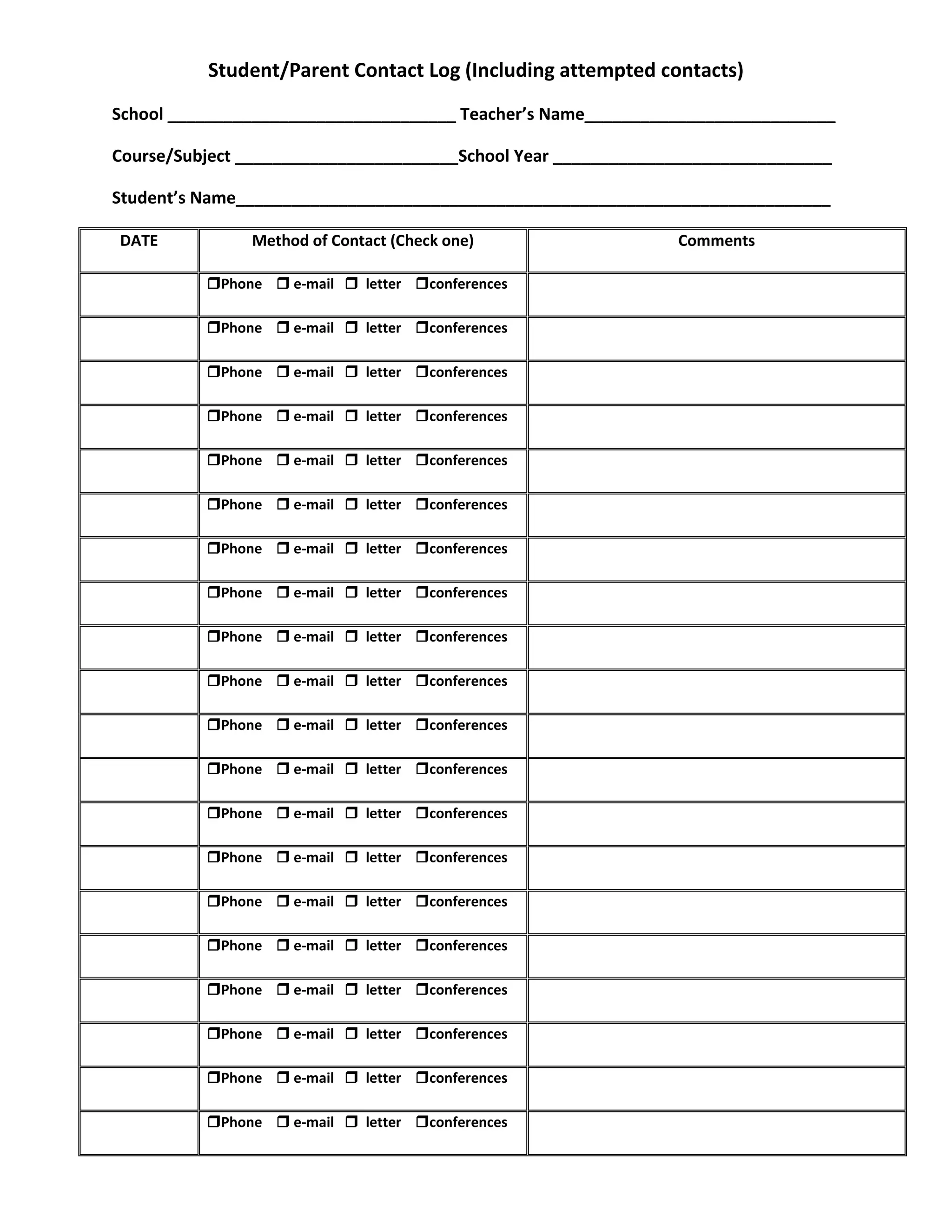 Parent Teacher Contact Log.docx