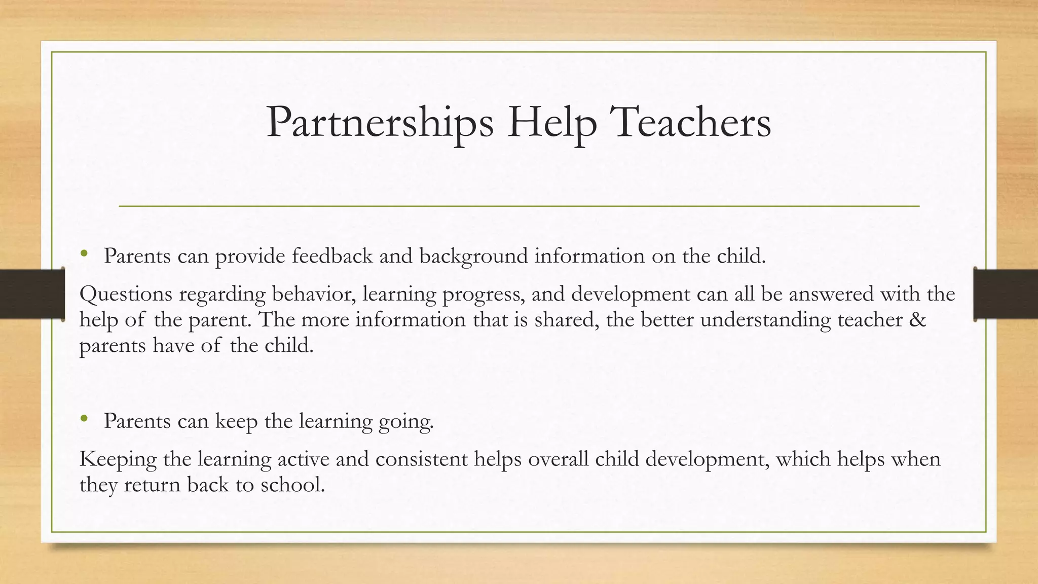 Parent Teacher Partnerships | PPTX