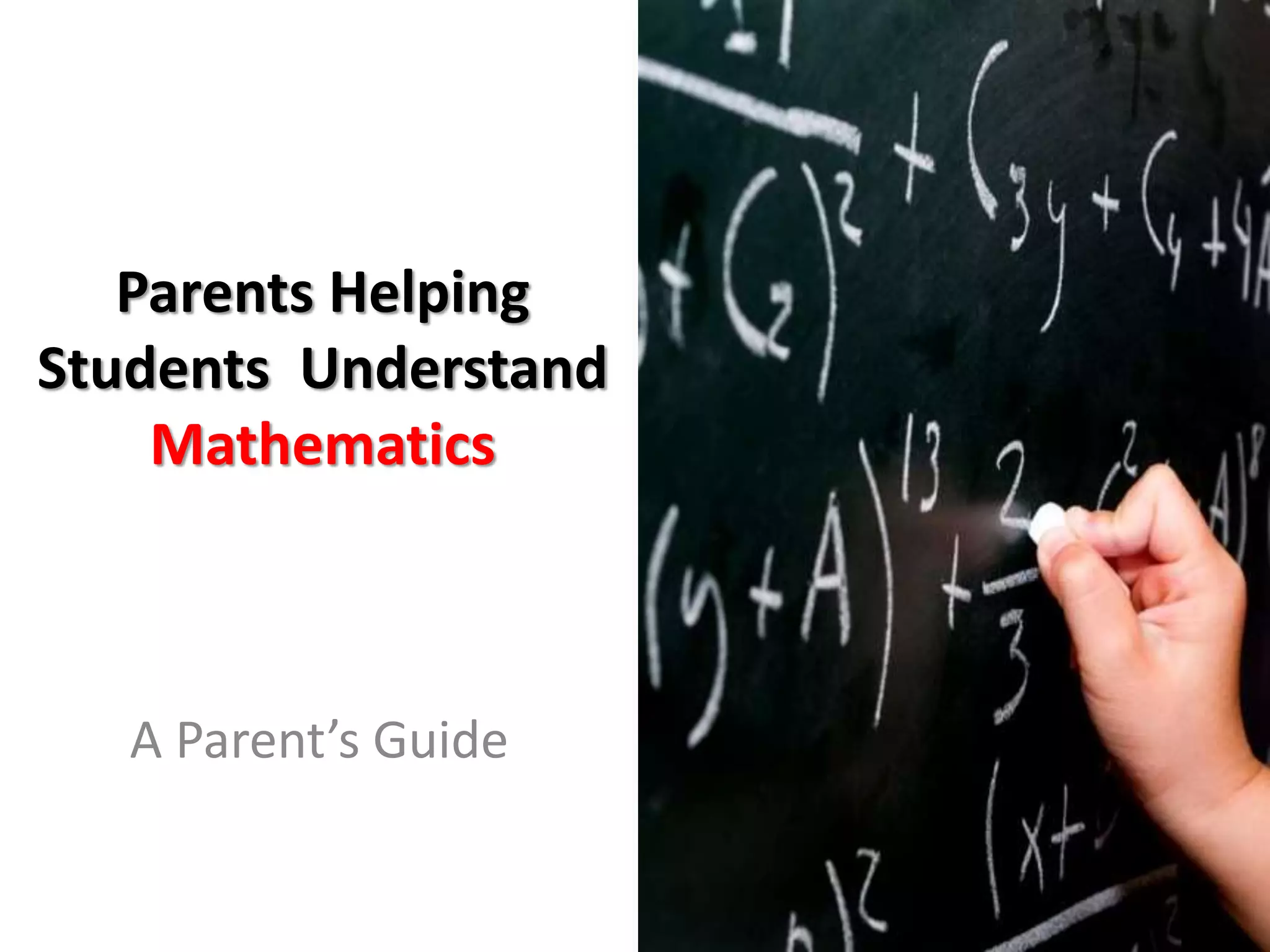 Parents Helping Students Understand Mathematics | PPTX