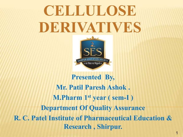 Cellulose Derivatives | PPTX