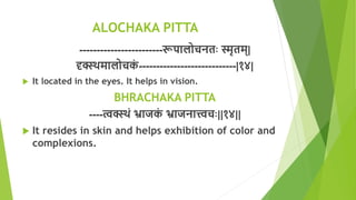 Pitta and kapha dosha types, location and functions. | PPTX