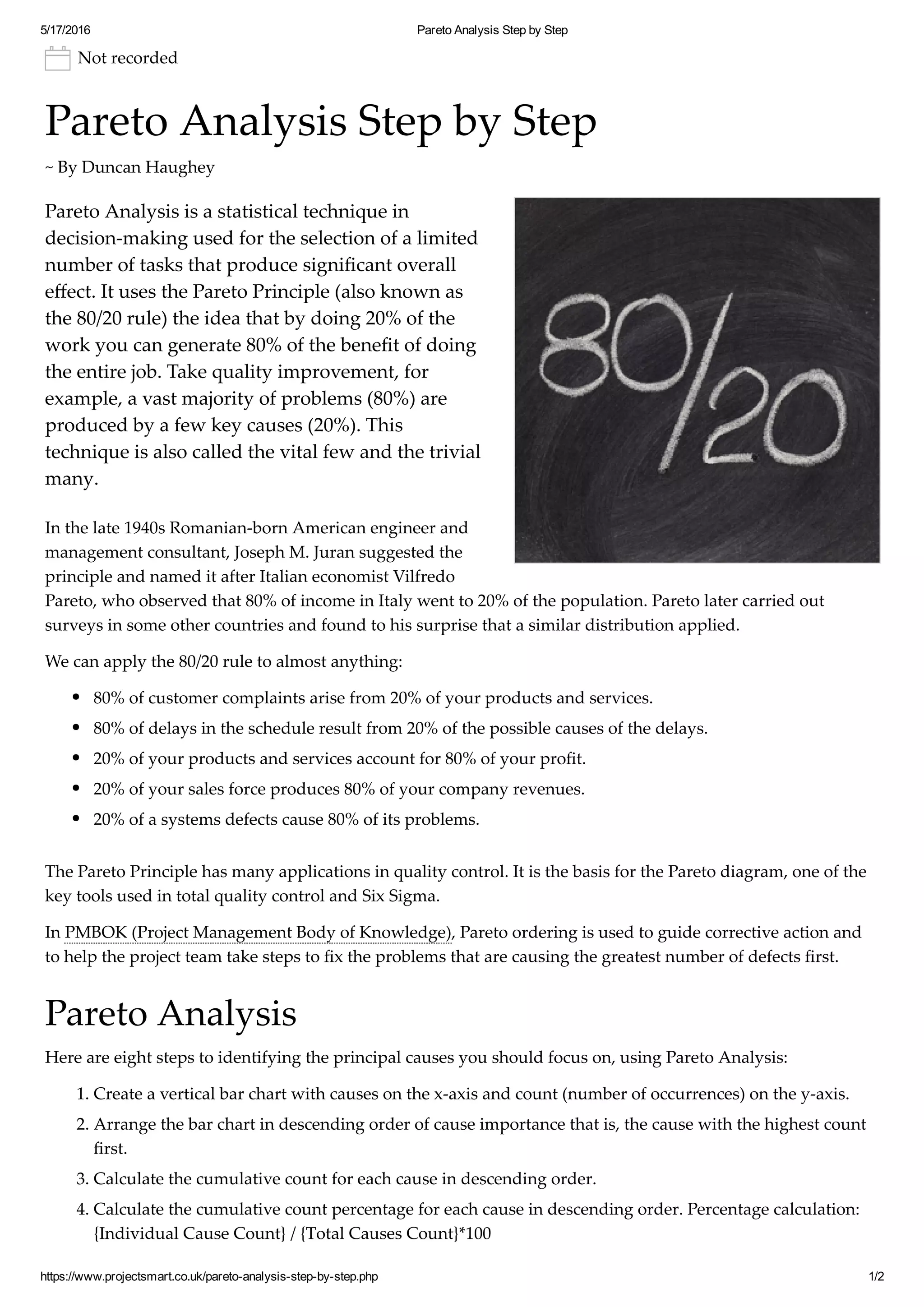 Pareto analysis step by step | PDF