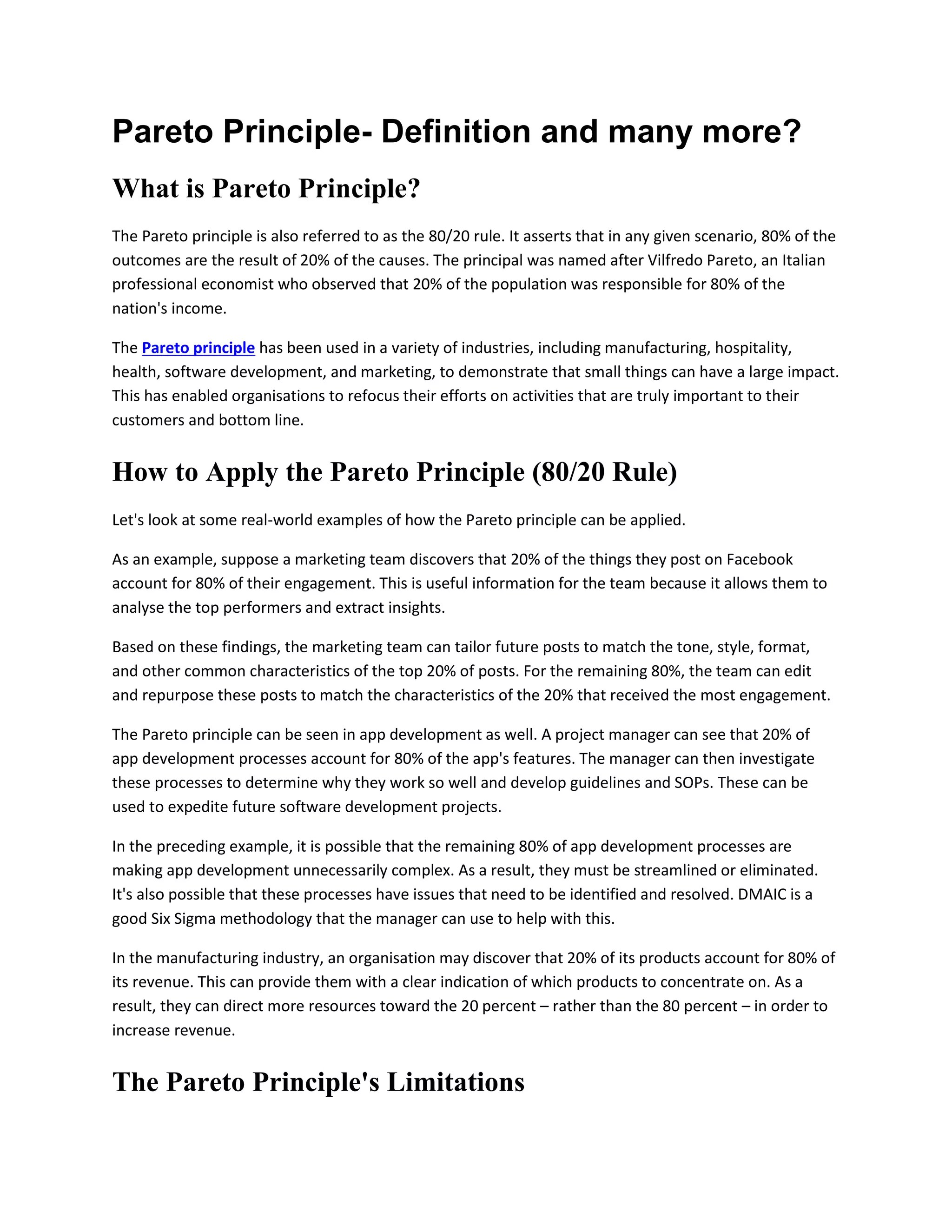 Pareto Principle- Definition and many more? | PDF