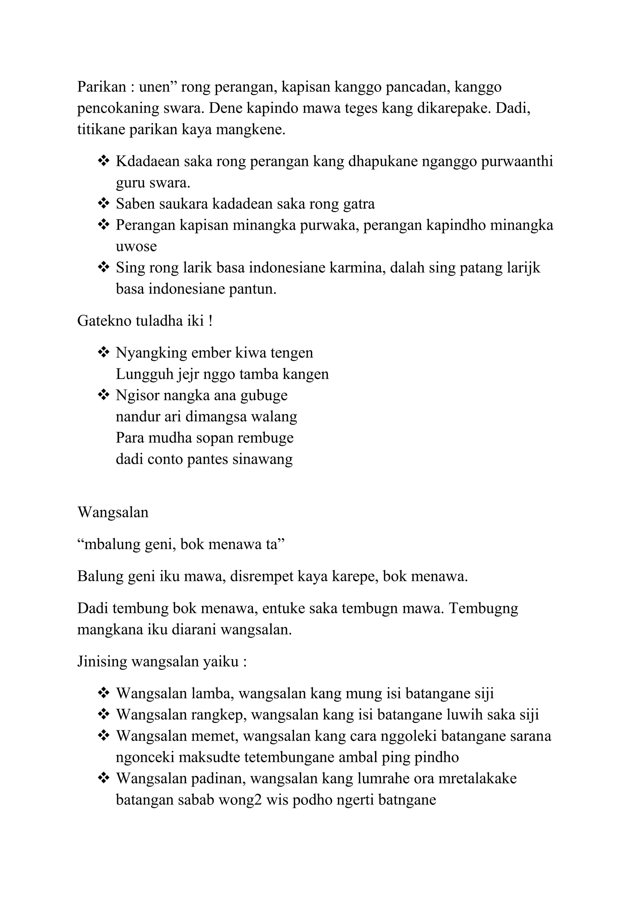 Parikan lan wangsalan | DOCX