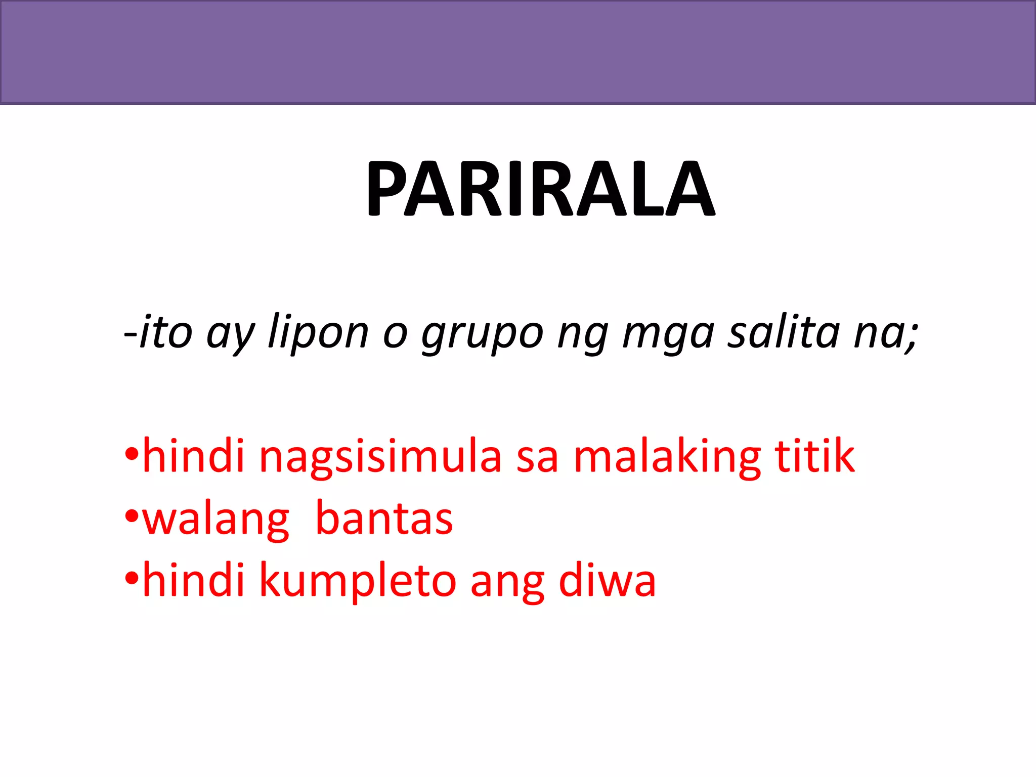 Parirala at pangungusap | PPTX