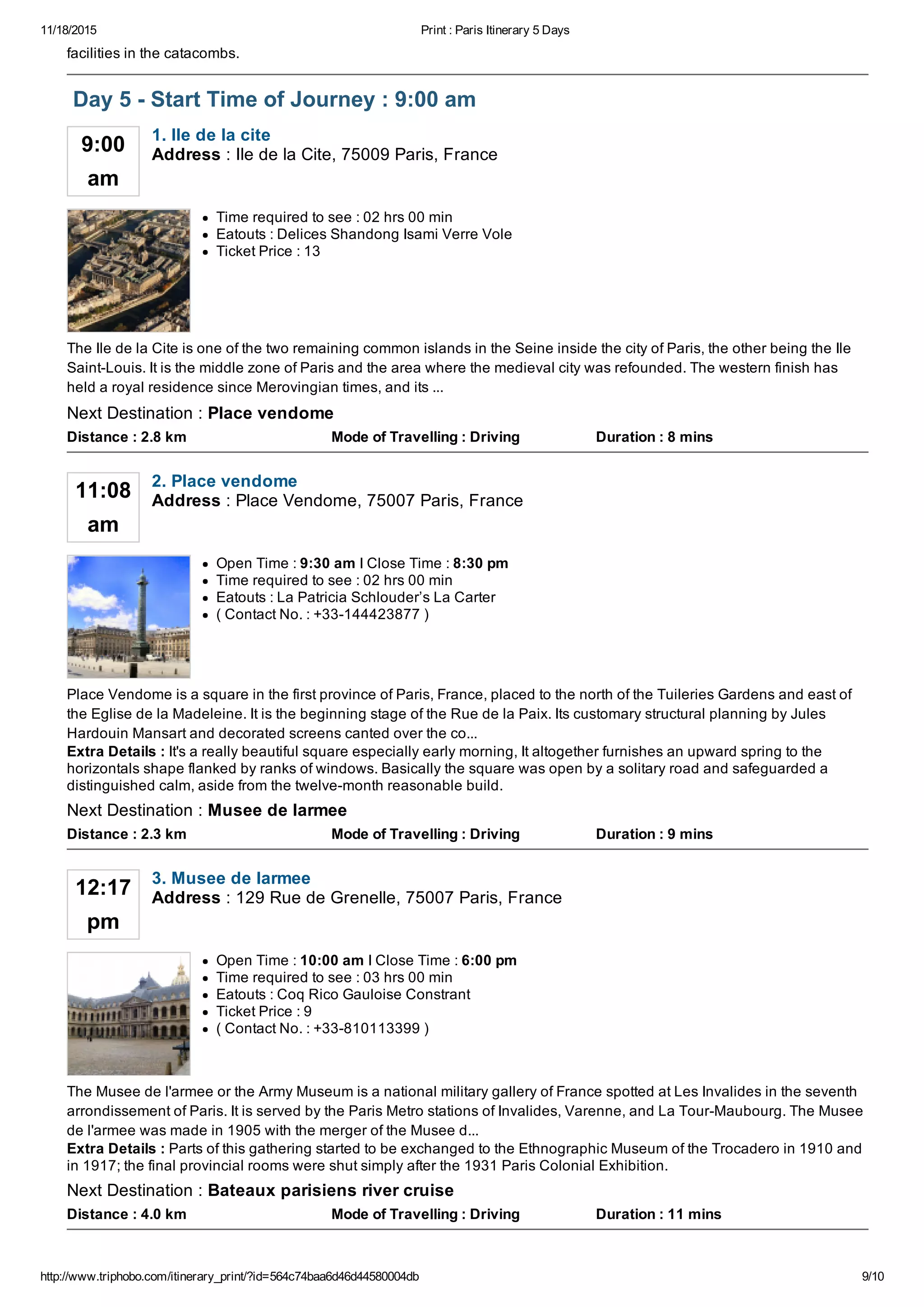 Paris Itinerary 5 Days | PDF