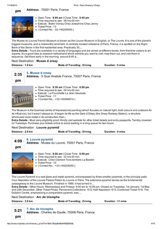 Paris Itinerary 5 Days | PDF