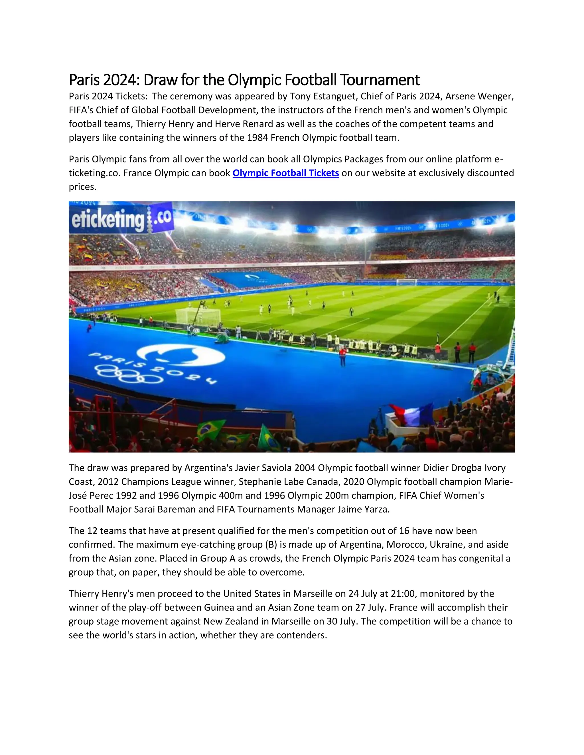 Paris 2024 Draw for the Olympic Football Tournament.pdf | Olympic ...