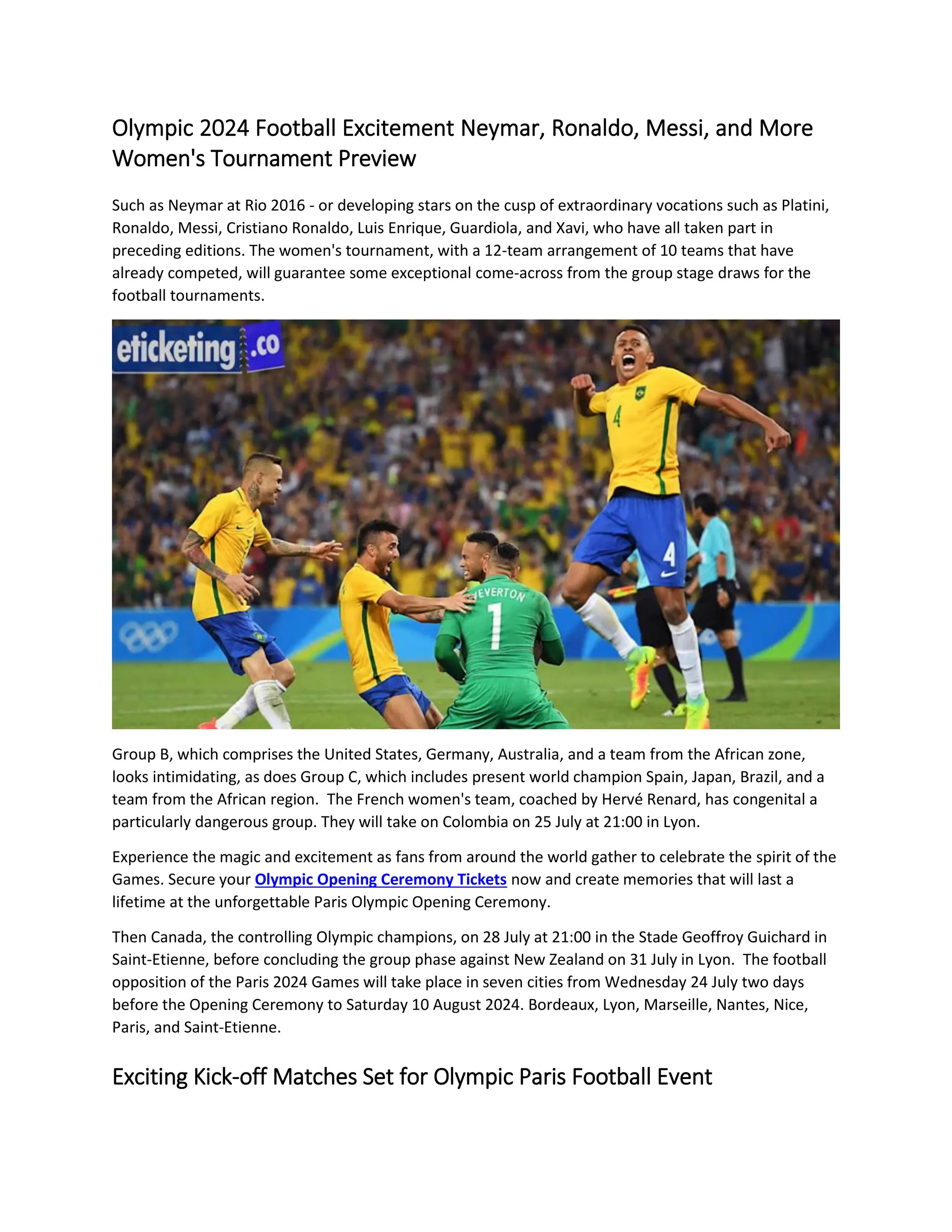 Paris 2024 Draw for the Olympic Football Tournament.pdf | Olympic ...