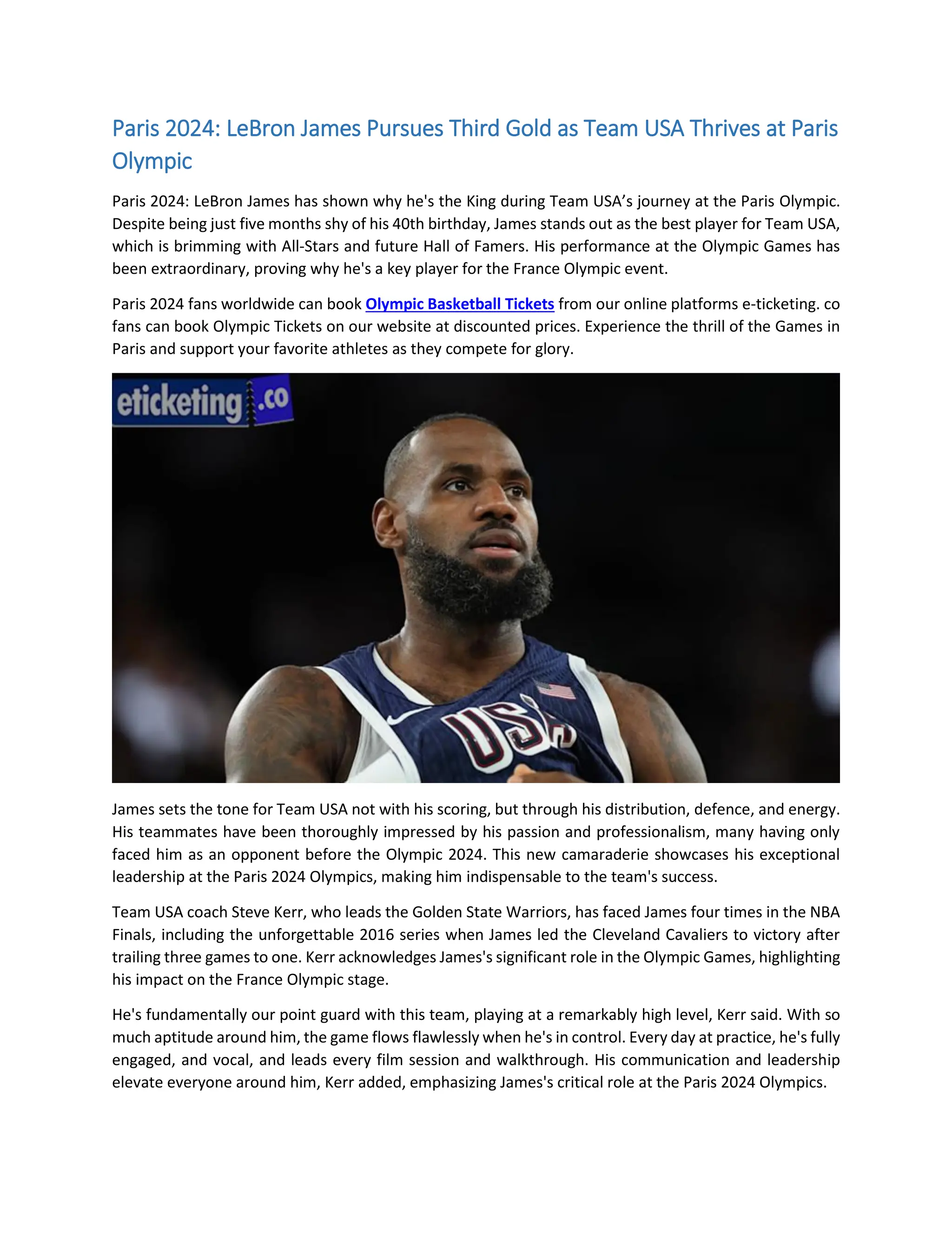 Paris 2024 LeBron James Pursues Third Gold as Team USA Thrives at Paris ...